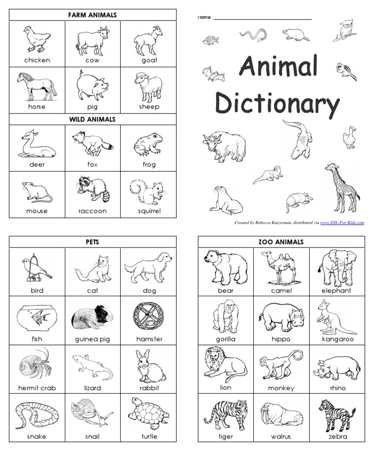 Animal Dictionary For Students | PDF