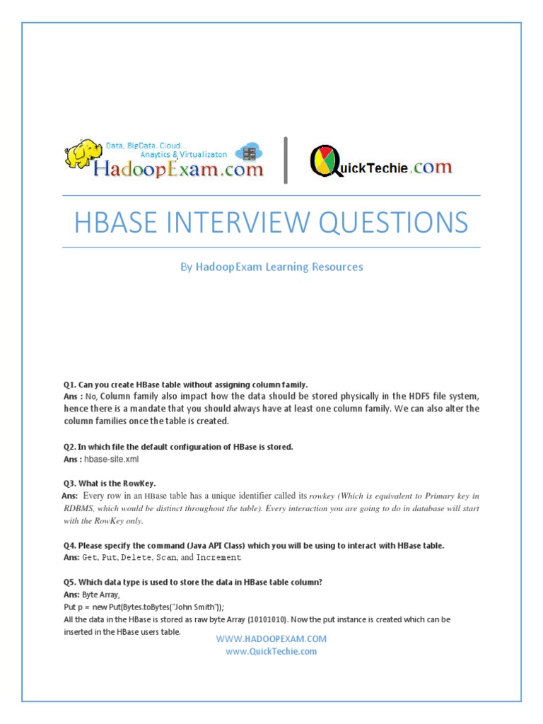 HBase Interview Questions | PDF | Database Index | Apache Hadoop