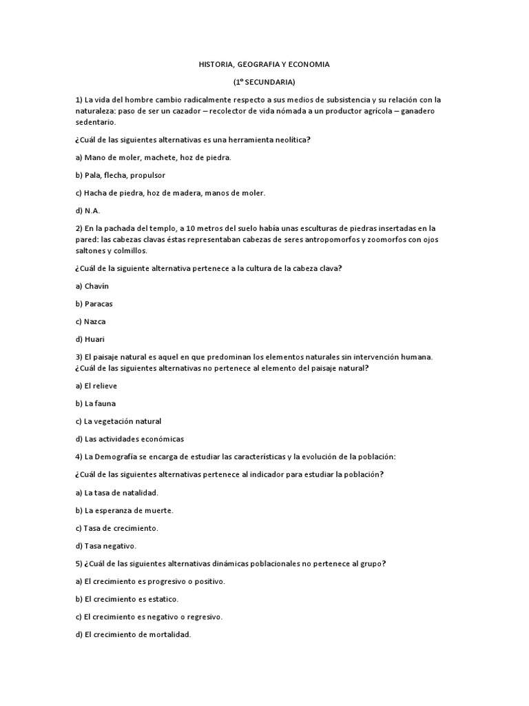 Examen TIPO ECE | PDF | Imperio Inca | Perú