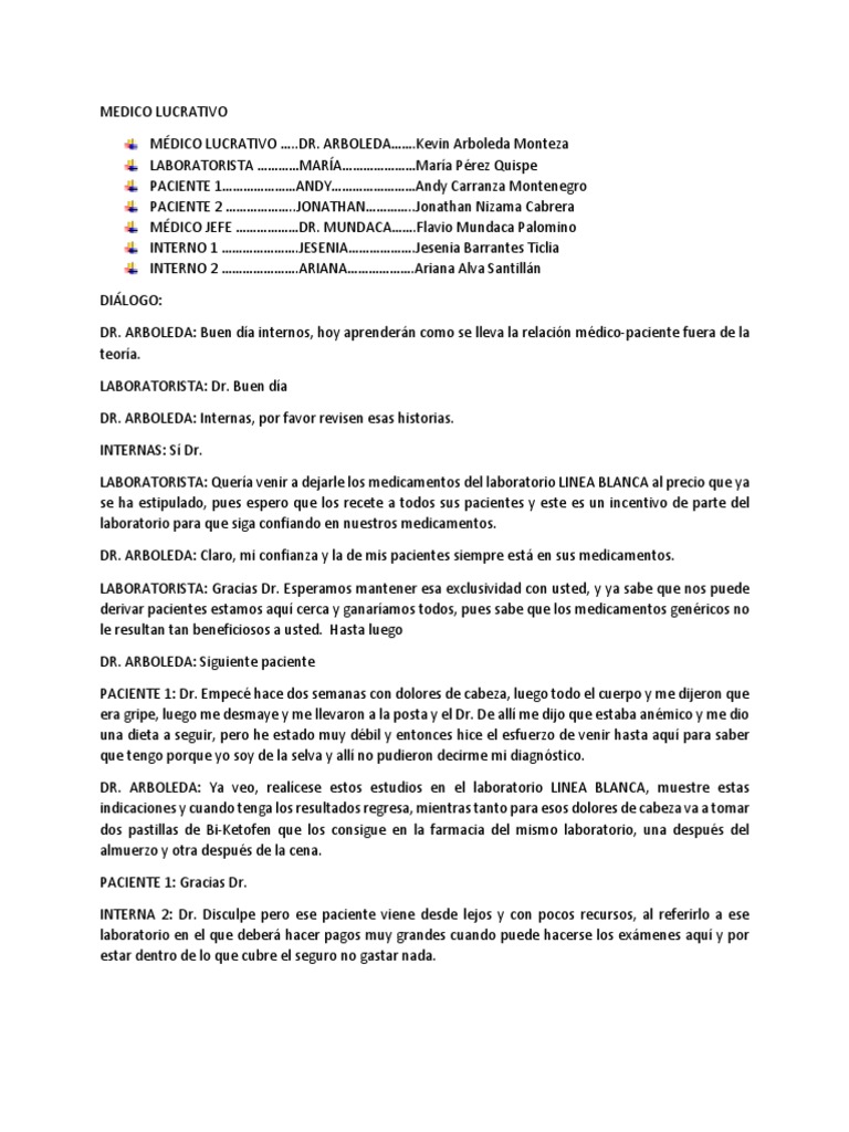 Dramatización Nueva Sobre La Verdad | PDF | Hospital | Medicamentos con ...