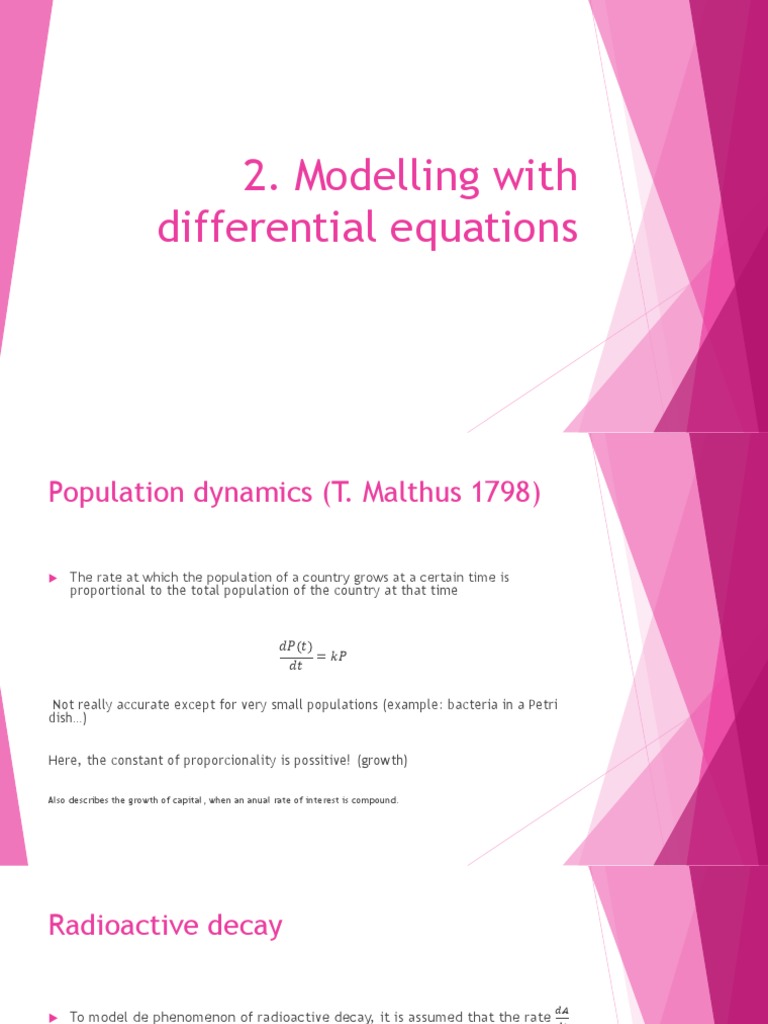 Modelling population growth and decay with differential equations | PDF ...