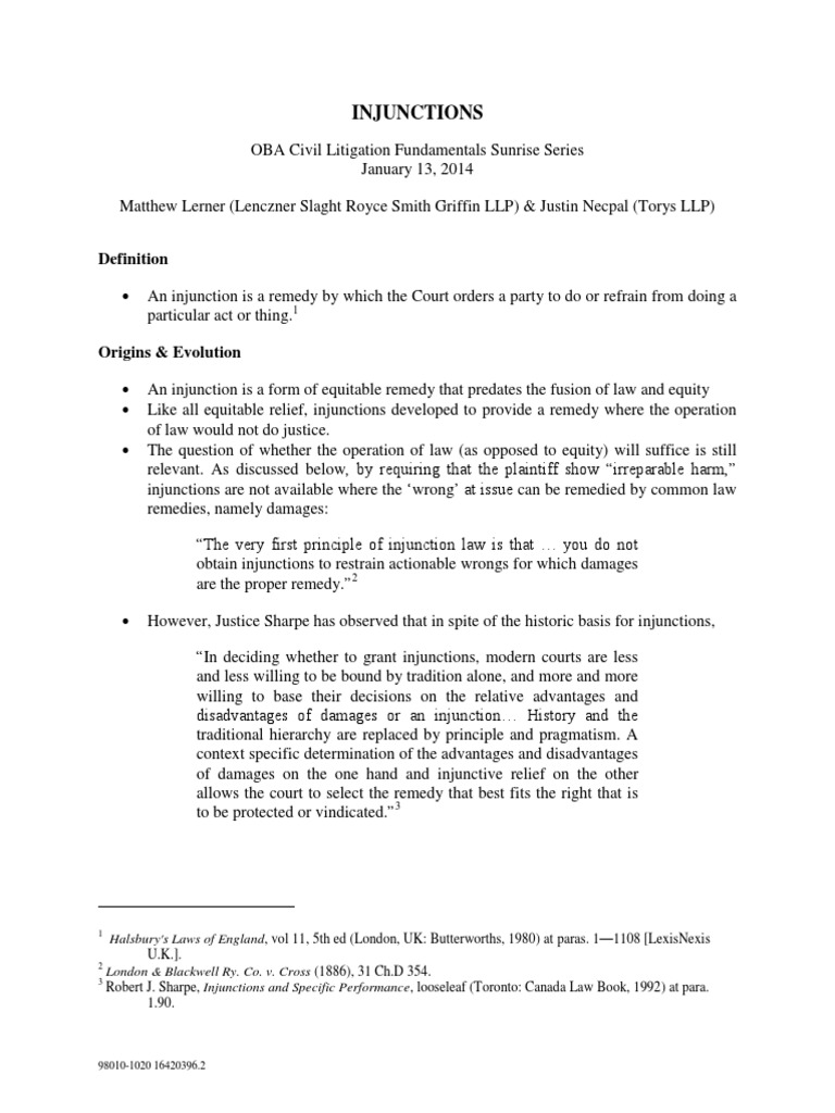 Injunction | PDF | Injunction | Equity (Law)