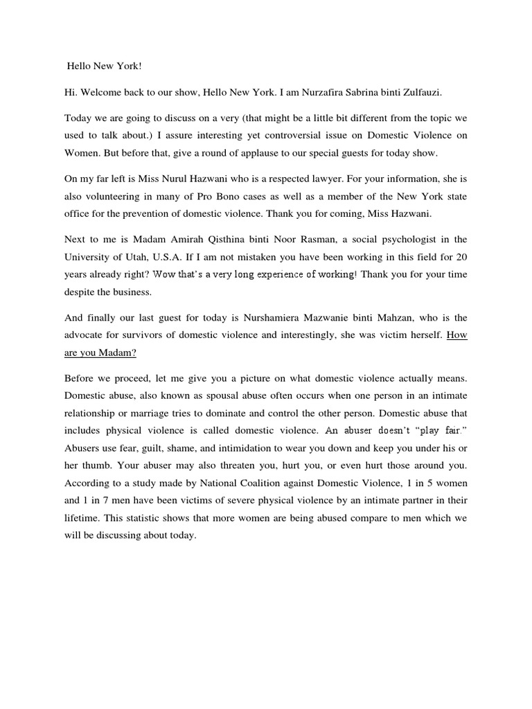 Forum Script | PDF | Domestic Violence | Violence