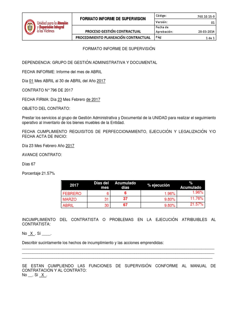 Formato de Informe de Supervision | PDF | Business | Science
