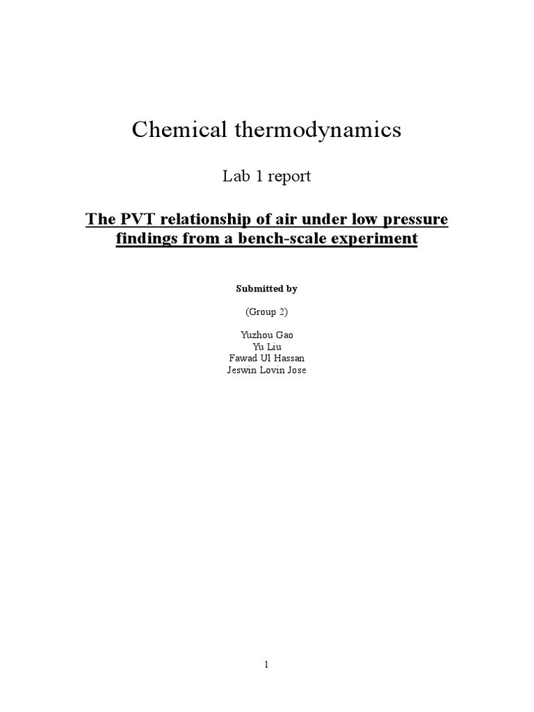 PVT Relationship of Air in Lab Experiment | PDF | Gases | Temperature