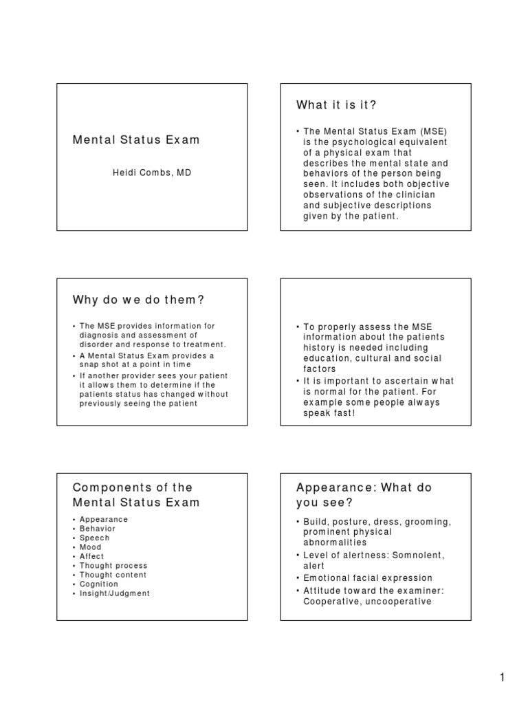 Mental Status Exam | PDF | Medical Diagnosis | Behavioural Sciences