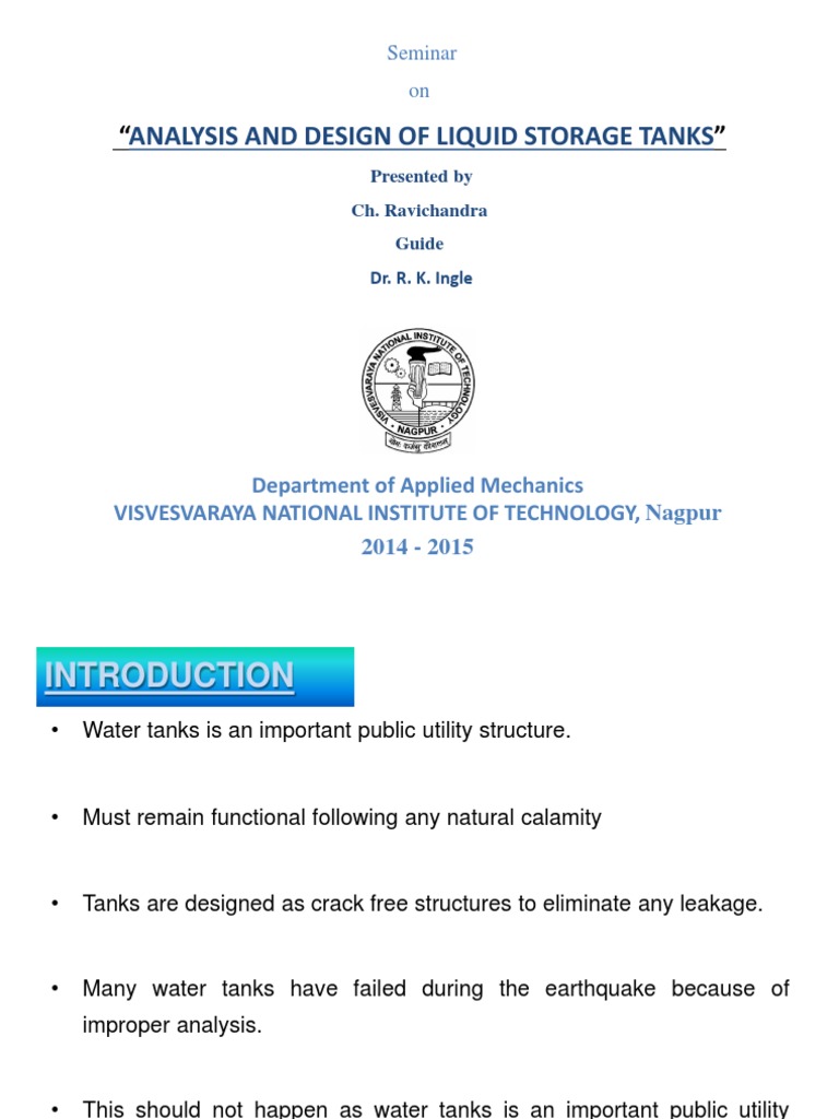 Analysis and Design of Liquid Storage Tanks: Seminar On | PDF | Beam ...