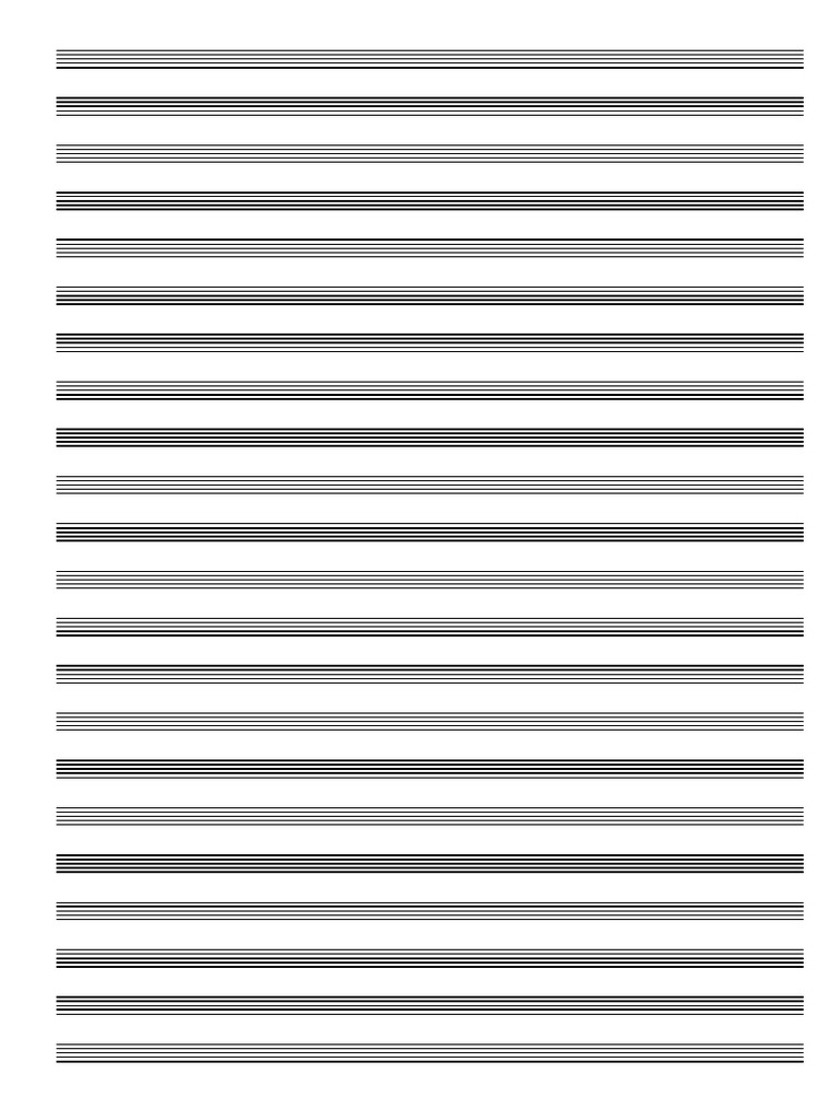 Blank Five Line Staff (22 Staves) | PDF