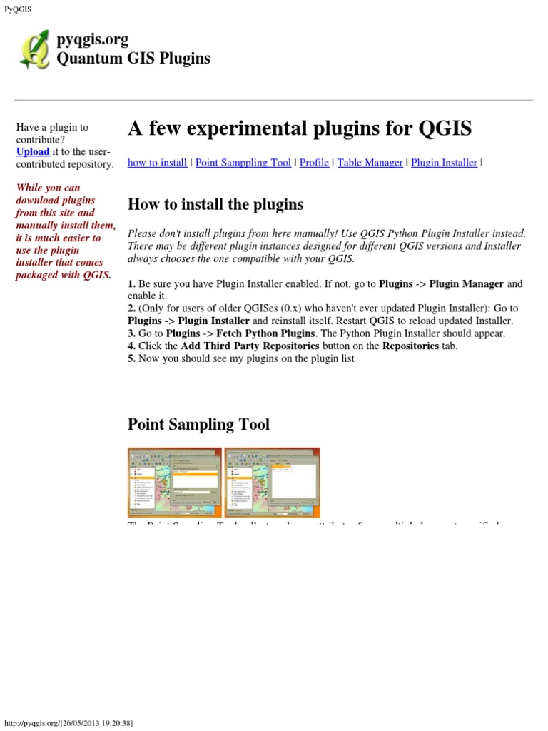 A Few Experimental Plugins For QGIS | PDF | Plug In (Computing) | Installation (Computer Programs)