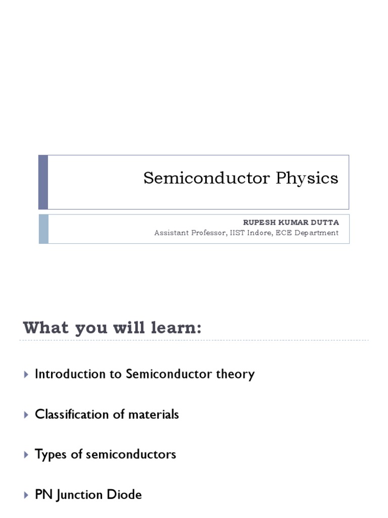 Semiconductor Physics | PDF | Semiconductors | Doping (Semiconductor)
