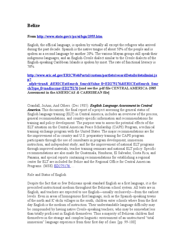 00 Belize Notes | PDF | Belize | Central America