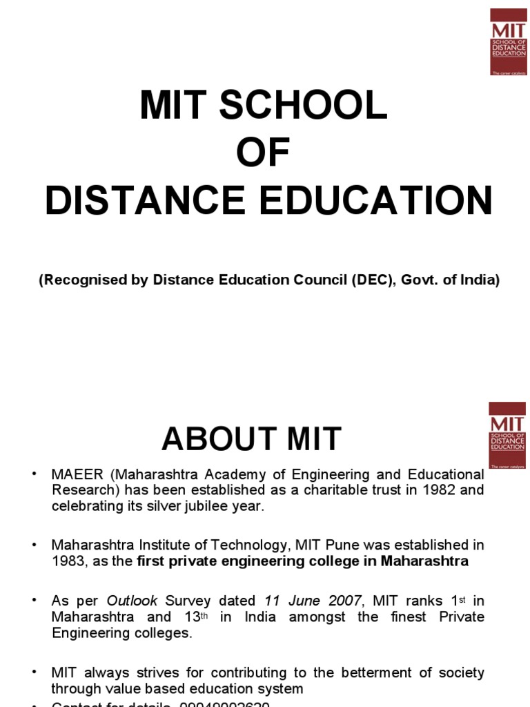 Distance Learning Centre - MITSDE Pune (The Best Institute in India ...