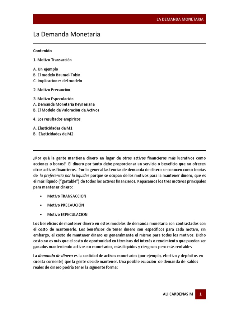 EL Modelo Baumol-Tobin | Inflación | Tasas de interés