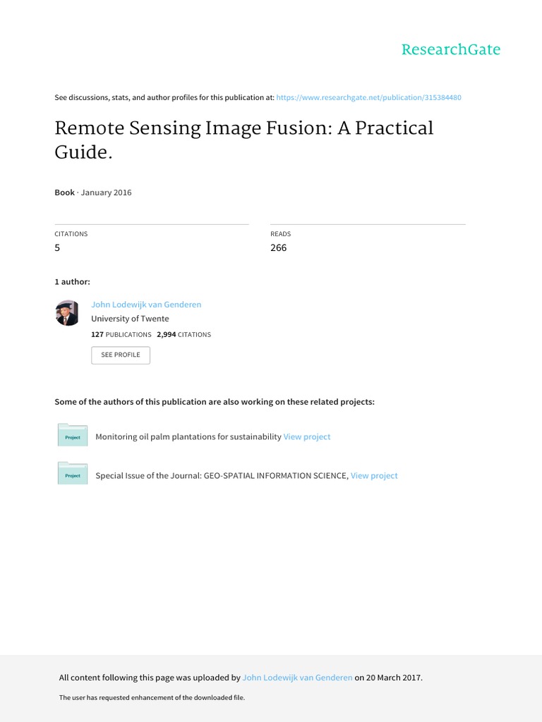 Remote Sensing Image Fusion: A Practical Guide.: January 2016 | PDF ...