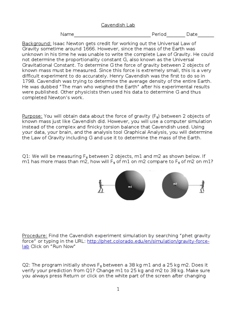Cavendish Lab | PDF | Gravity | Mass