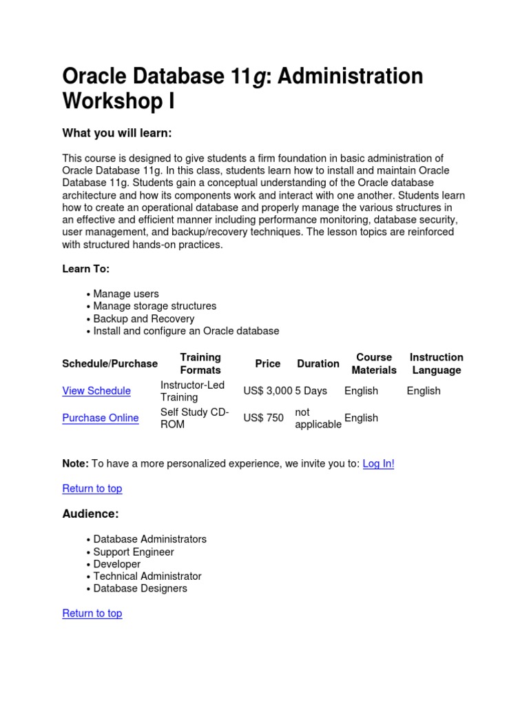 Oracle Database 11g Pdf Oracle Database Backup