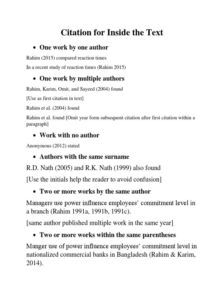 Citation For Inside The Text | PDF | Paragraph | Thesis