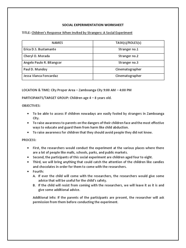 Children's Safety Social Experiment | PDF | Wellness