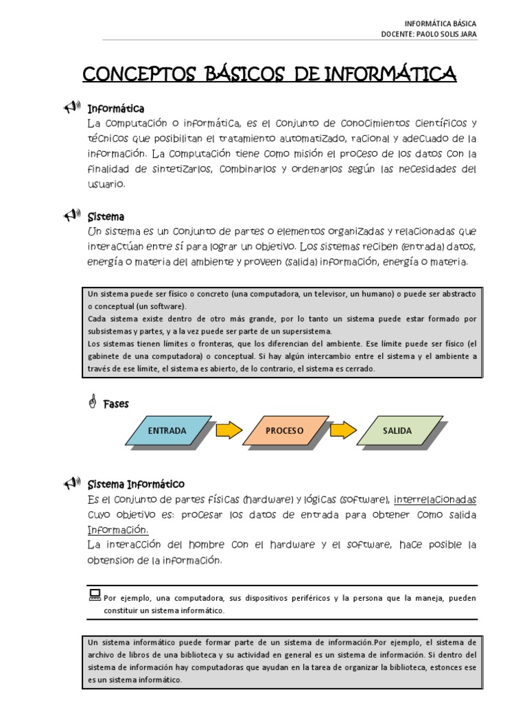 Conceptos Básicos de Informática | PDF | Hardware de la computadora ...