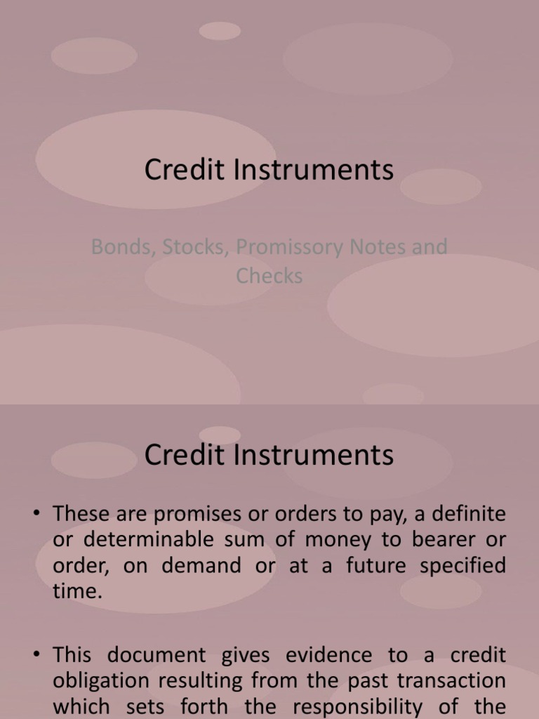 Basic Finance - Credit Instruments P9 | PDF | Negotiable Instrument ...