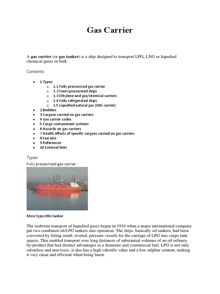 Gas Carrier | Gases | Chemistry
