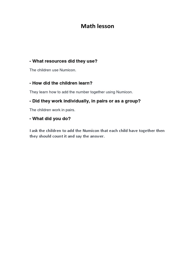 Mini Math Lesson | PDF