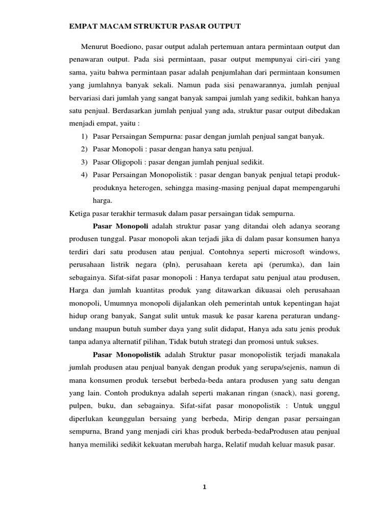 Struktur Pasar Output Dan Pengambilan Keputusan Di Pasar Persaingan ...