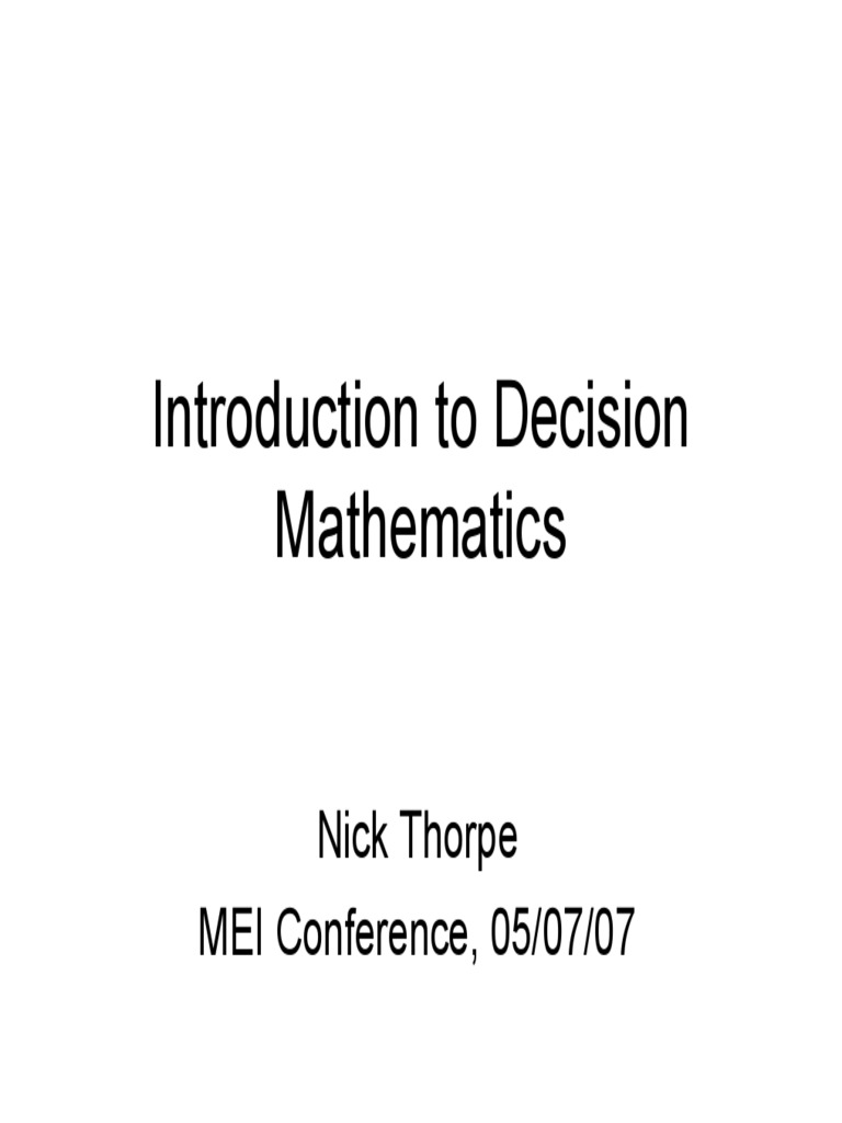 Introduction To Decision Maths PDF | PDF | Mathematical Relations | Algorithms And Data Structures
