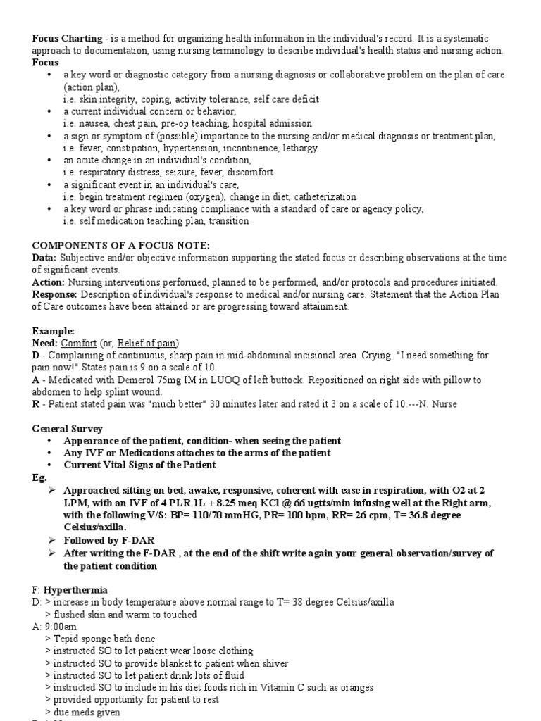 Focus Charting | Download Free PDF | Medical Diagnosis | Pain