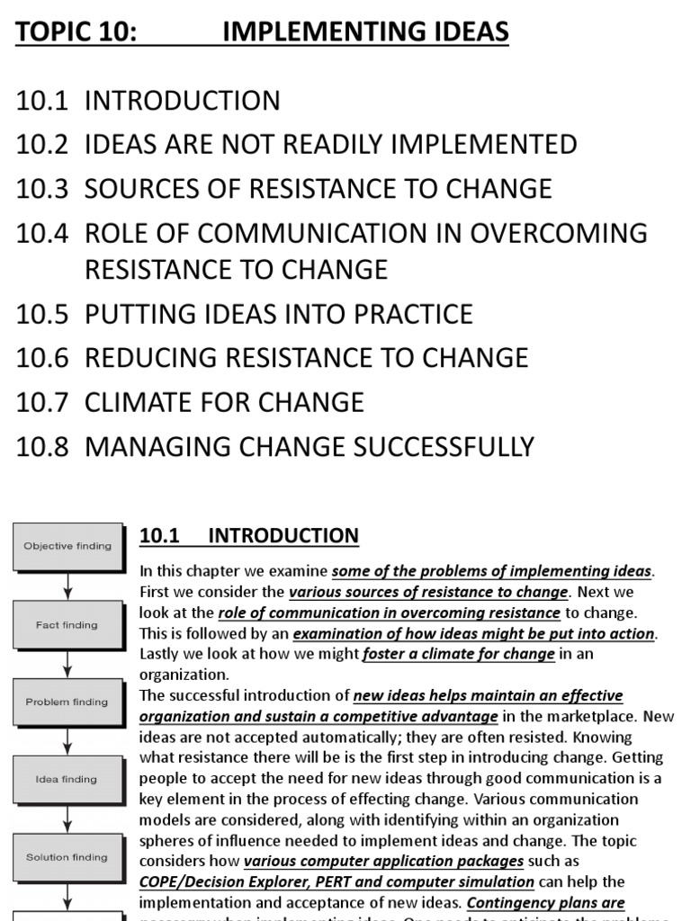 TOPIC 10. LECTURE. 26. Implementing Ideas | PDF | Motivation | Motivational