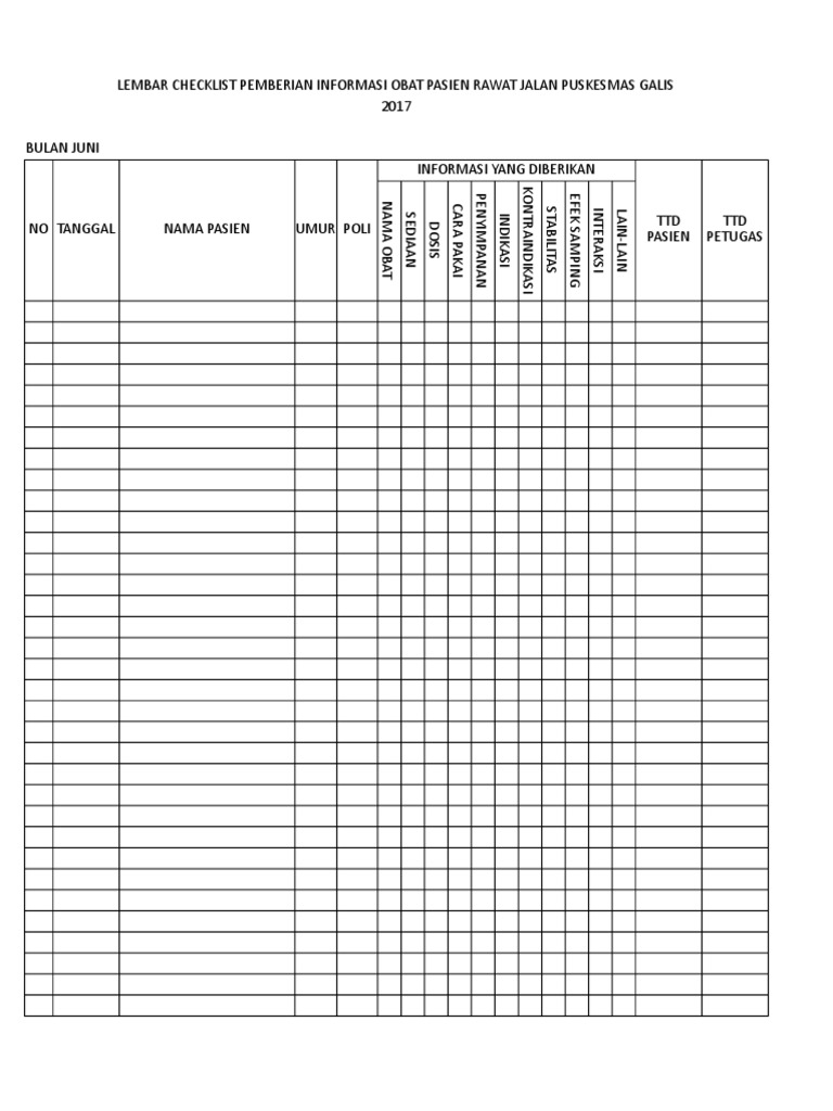 Checklist Pemberian Informasi Obat | PDF