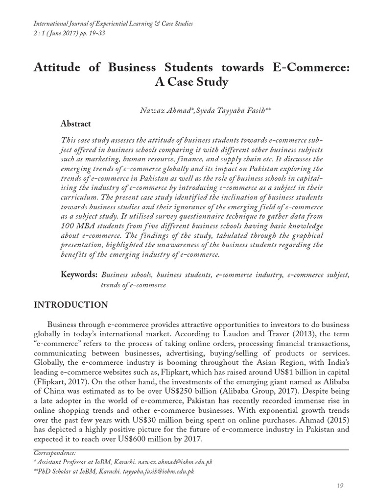 Attitude of Business Students Towards E-Commerce A Case Study | PDF | E ...