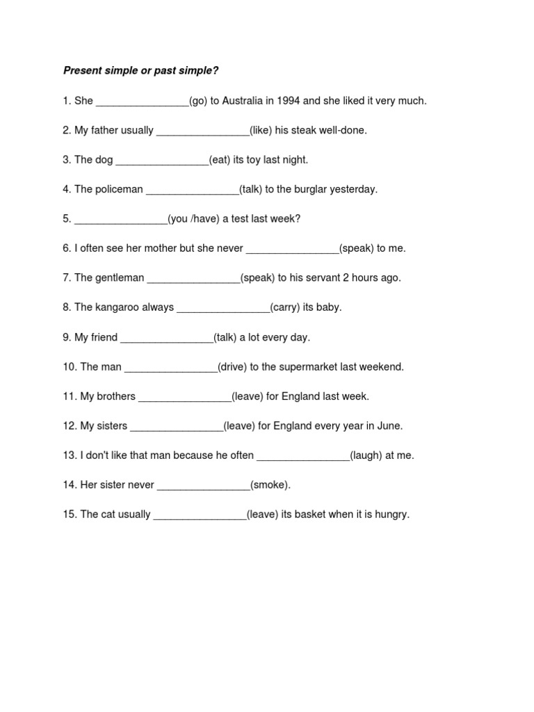 Present Simple or Past Simple | PDF