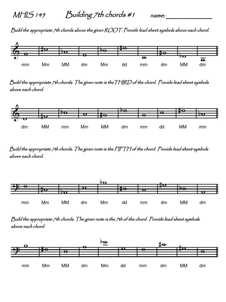 Building 7th Chords Worksheet | PDF