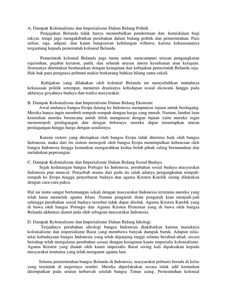 Dampak Politik Sosial Dan Budaya Dominasi Asing | PDF