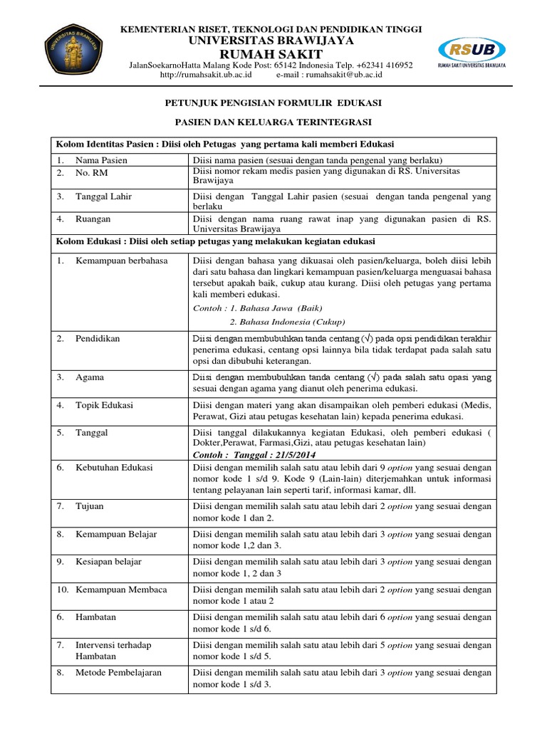 CONTOH ; Juknis Lembar Edukasi Pasien Dan Keluarga