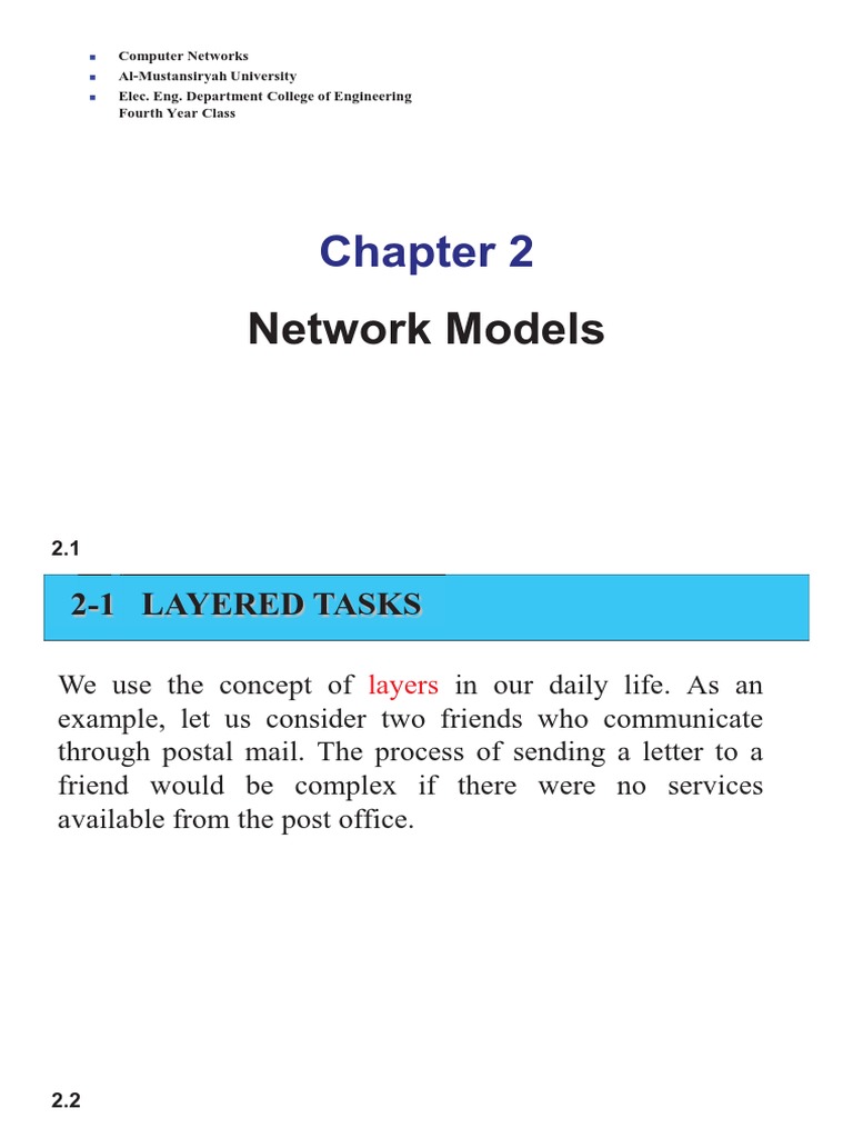 Network Models: 2-1 Layered Tasks | PDF | Osi Model | Internet Protocol Suite
