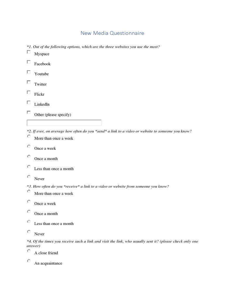 New Media Survey | PDF | Social Networking Service | Myspace