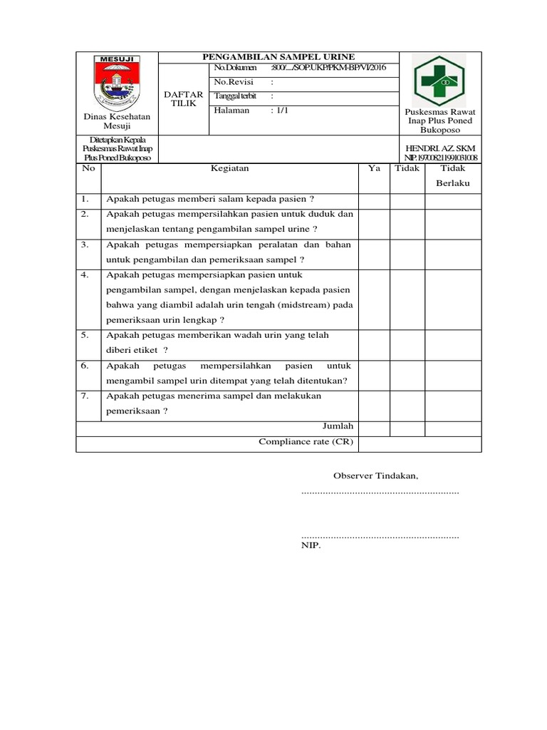 Persiapan Pengambilan Sampel Urin | PDF
