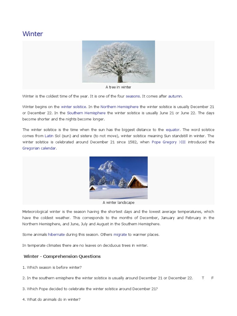 Winter: Seasons Autumn Winter Solstice Northern Hemisphere Southern ...