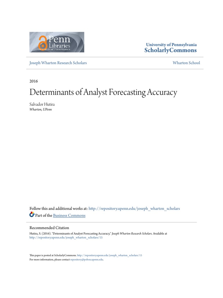 Determinants Of Analyst Forecasting Accuracy Pdf Forecasting