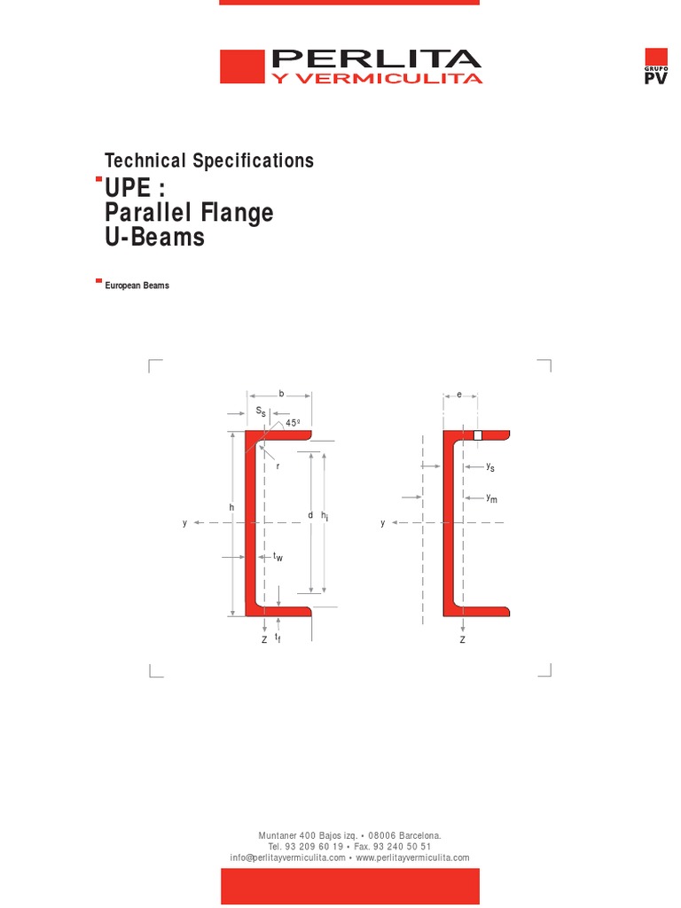 Upe: Parallel Flange U-Beams: Technical Specifications | PDF