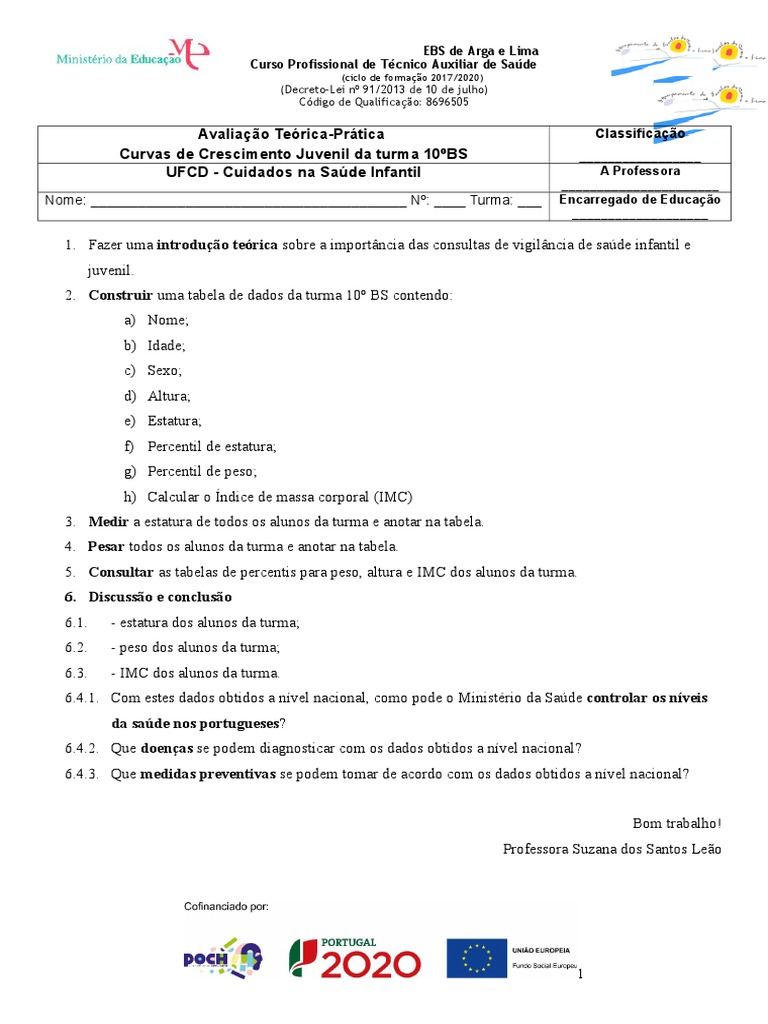 Ficha de Trabalho - Percentis | PDF