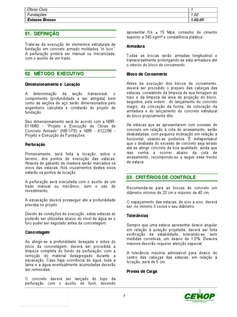 Estaca Broca | PDF | Concreto | Science