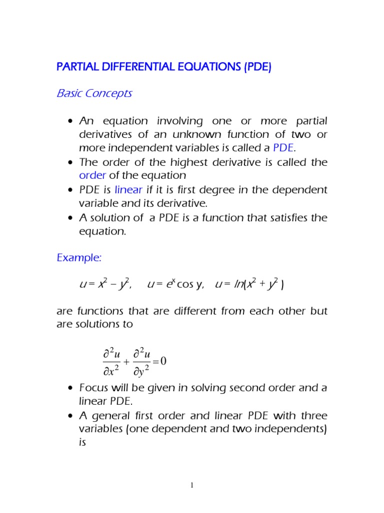 PDE notes | Partial Differential Equation | Equations