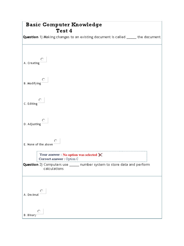 Basic Computer Knowledge Test 4 Computer File Operating System Free 30 Day Trial Scribd 