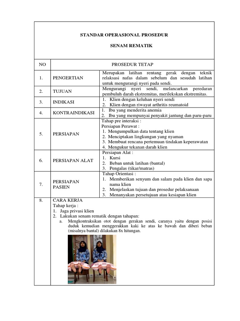 SOP Senam Rematik | PDF | Kesehatan Holistik | Sains & Matematika