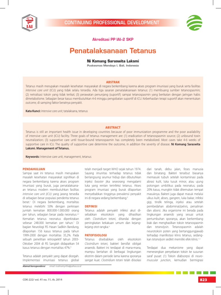 09 - 222CPD-Penatalaksanaan Tetanus-3 PDF | PDF