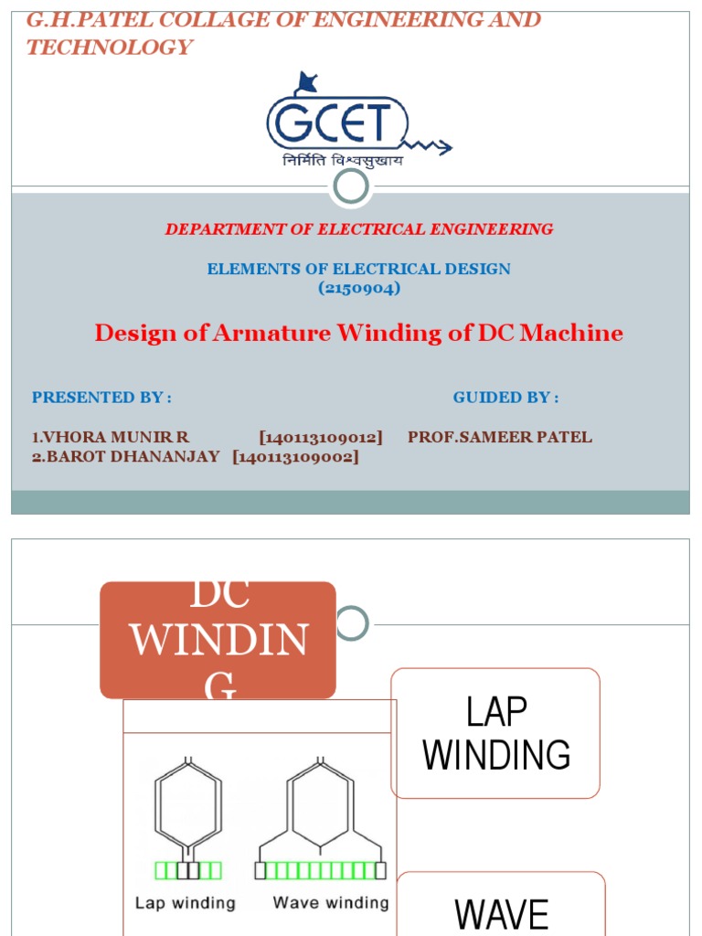 Design of Armature Winding of DC Machine: Department of Electrical ...
