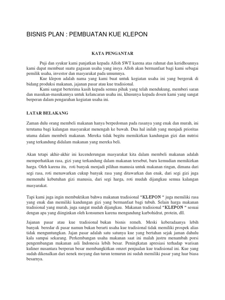 Contoh Bisnis Plan | PDF